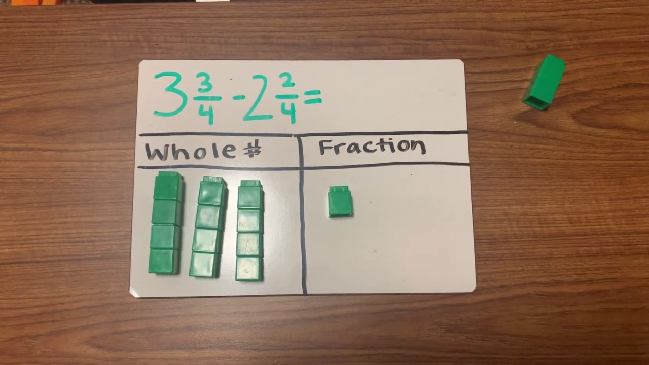 Subtracting Mixed Numbers Using Unifix Cubes - YouTube