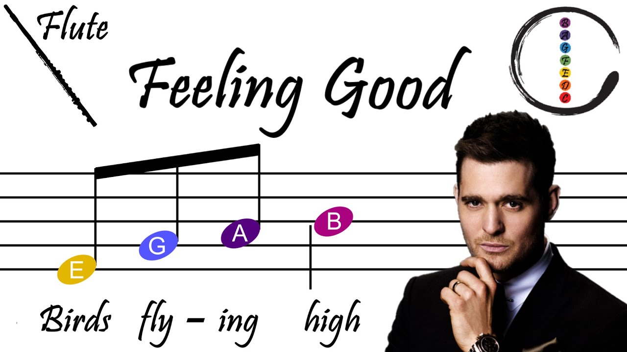Feeling Good - Flute Beginner Sheet Music with Easy Notes & Letters ...