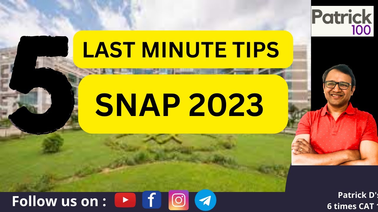 5 Last Minute tips for SNAP | Let's crack SNAP | Patrick Dsouza - YouTube