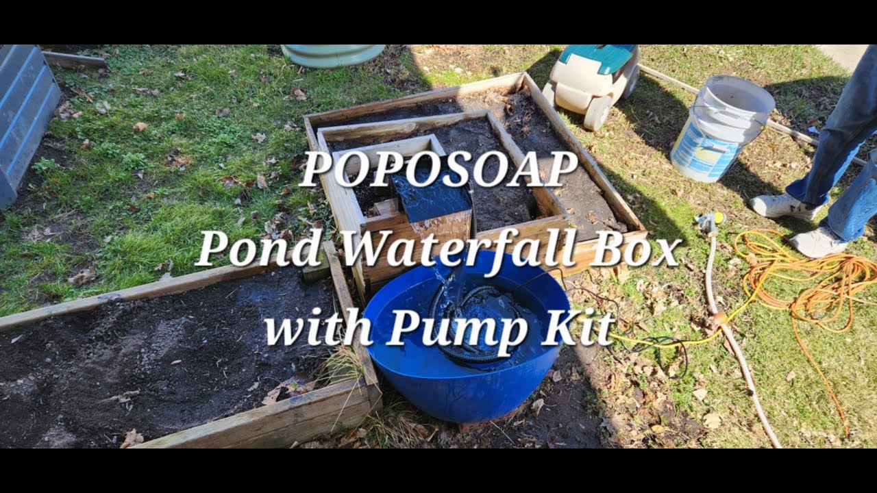 POPOSOAP Pond Waterfall Box with Pump Kit with 9.8FT Corrugated Tubing ...