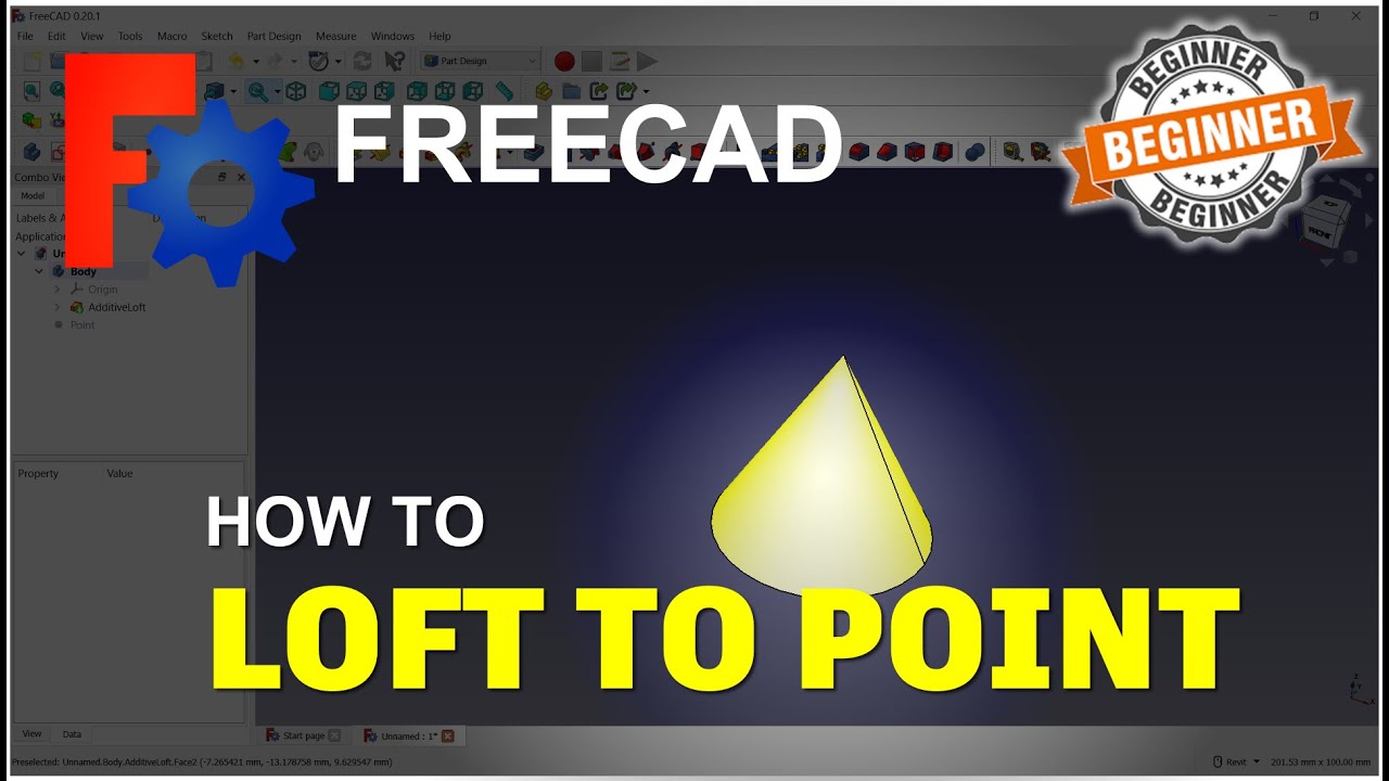 FreeCAD How To Loft To Point Tutorial - YouTube