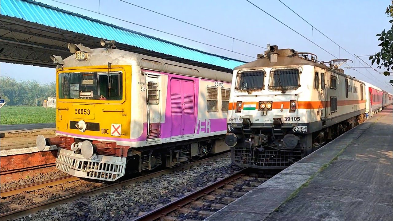Back to back Colorful EMU local train & speedy Agnibina Express train ...
