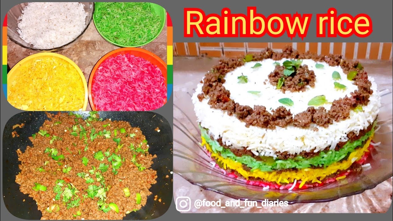 Rainbow rice - Rainbow rice cake - food and fun diaries - YouTube
