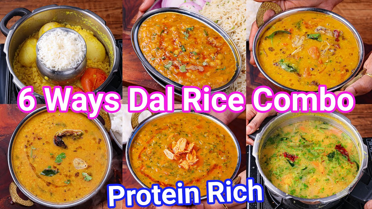 6 Ways Dal Rice Combo Recipes - Dhaba Style Dal Rice Recipes | Protein ...