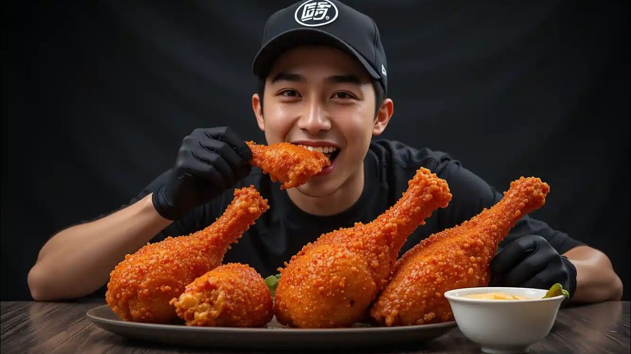 ASMR CHEESE NUCLEAR FIRE FRIED CHICKEN MUKBANG EATING SOUNDS 1080p ...