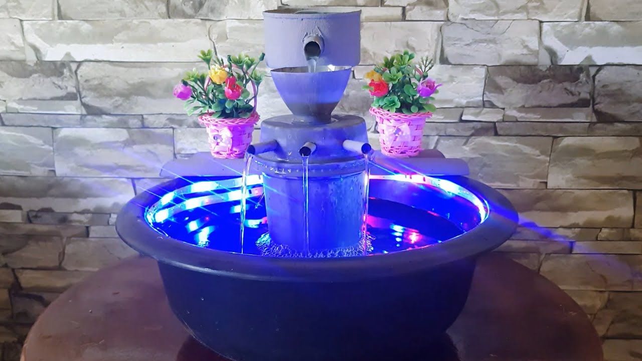 How to Make Beautiful Plastic Water Fountain With Light Style - YouTube
