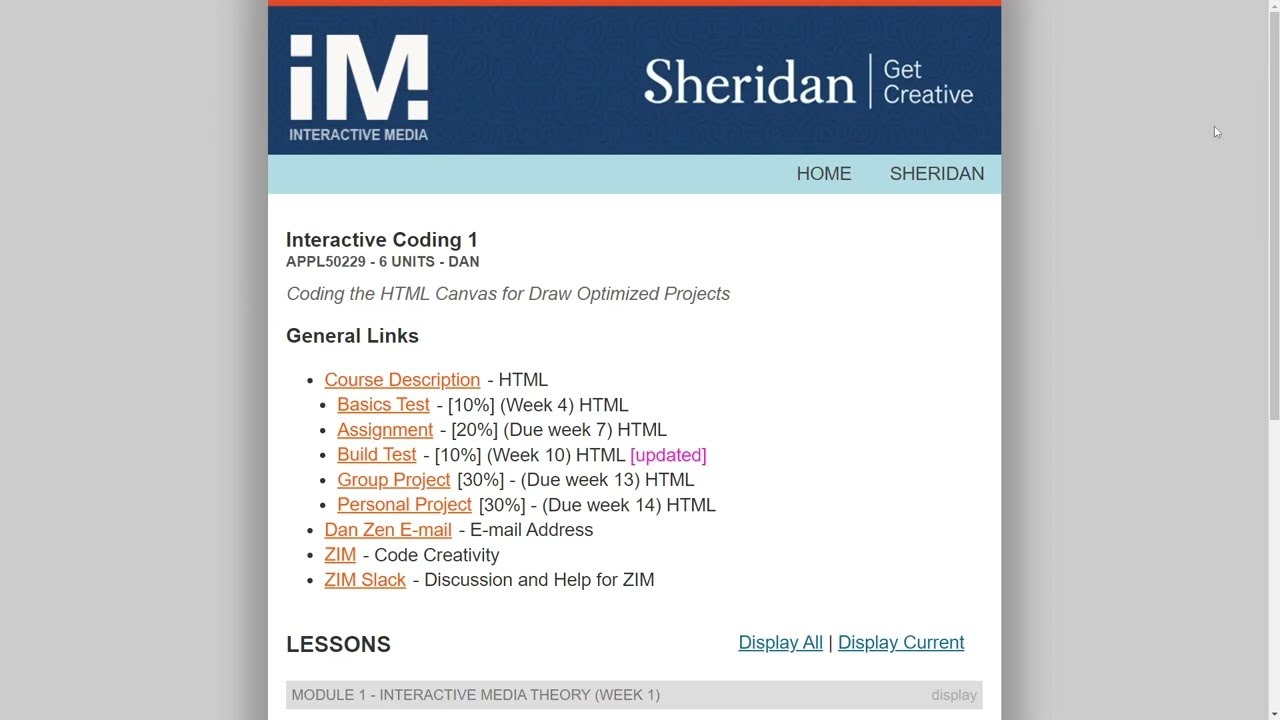 A scroll through Sheridan Interactive Media (Interactive Coding) Lessons - YouTube