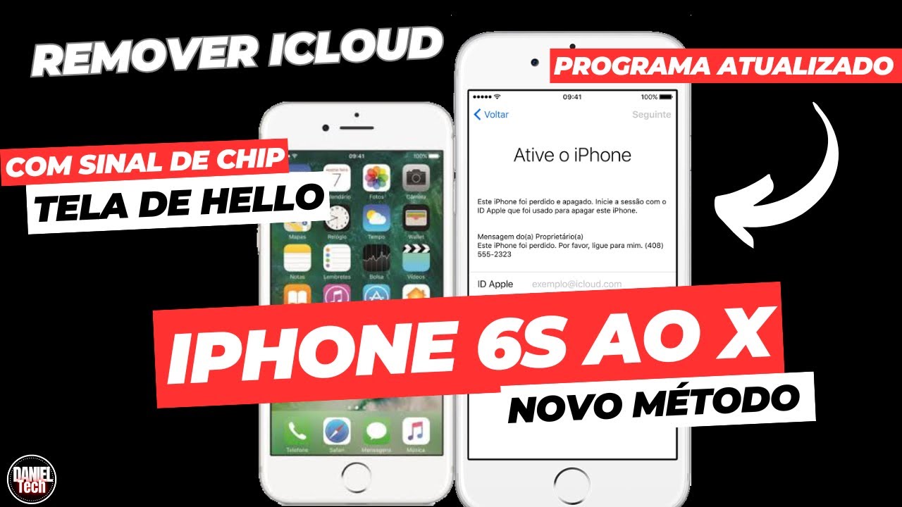 Remover iCloud iPhone 6s,6s+,7,7+,8,8+,X com sinal de chip, celular formatado, bloqueio de ...