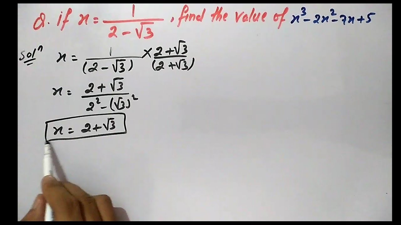 If X 1 2 3 Find The Value Of X 3 2x 2 7 X 5 polynomial Class