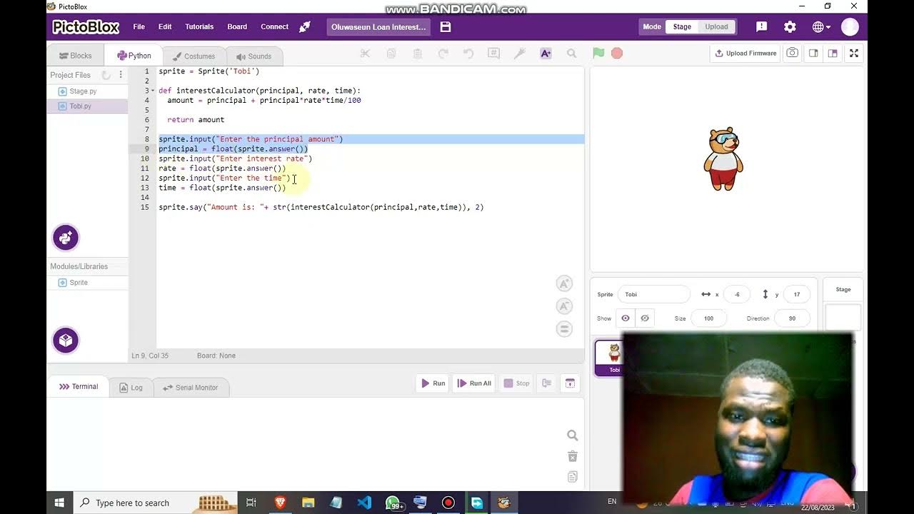 Loan Interest Calculator using Pictoblox - YouTube