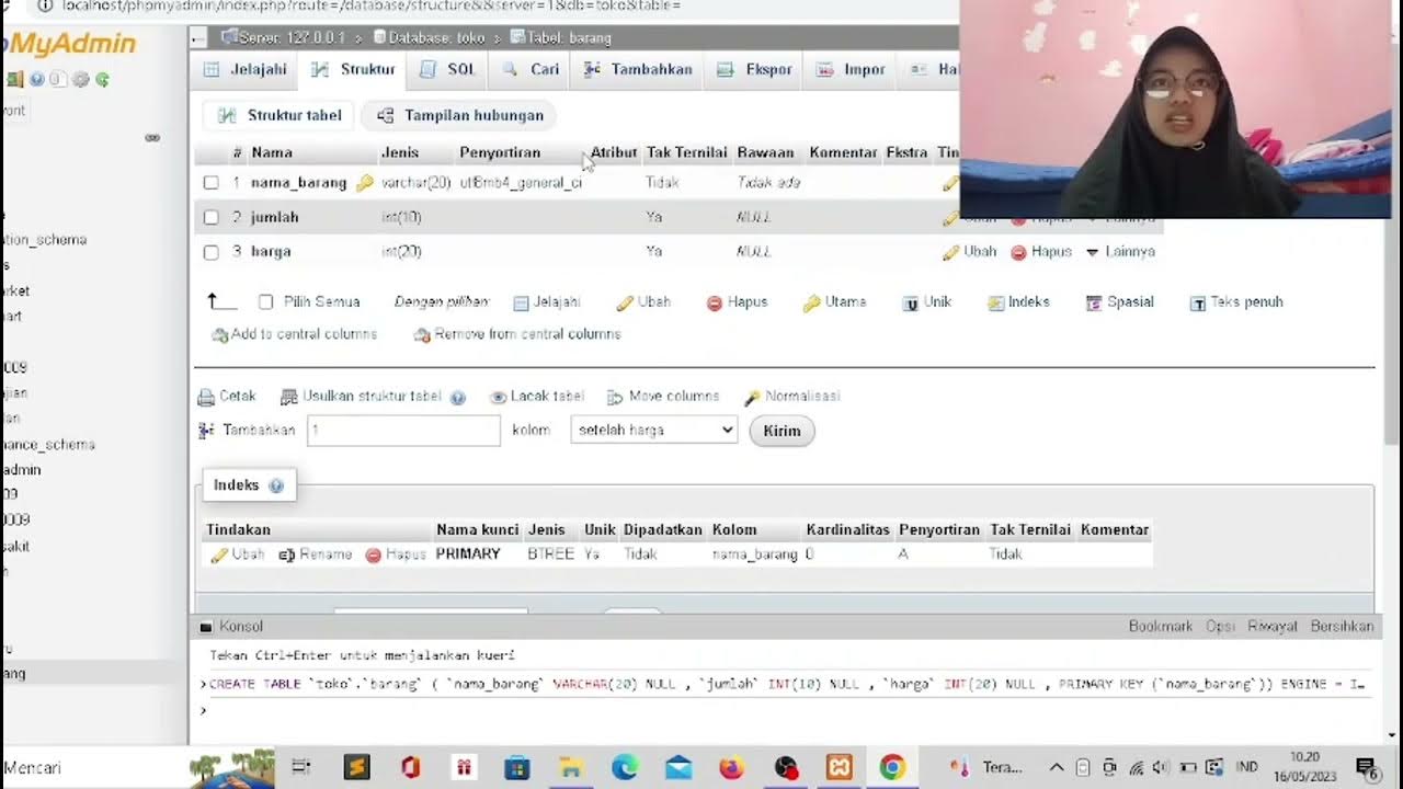 MEMBUAT DATABASE DENGAN PHPMYADMIN ROSA NABILA 2210010009 - YouTube
