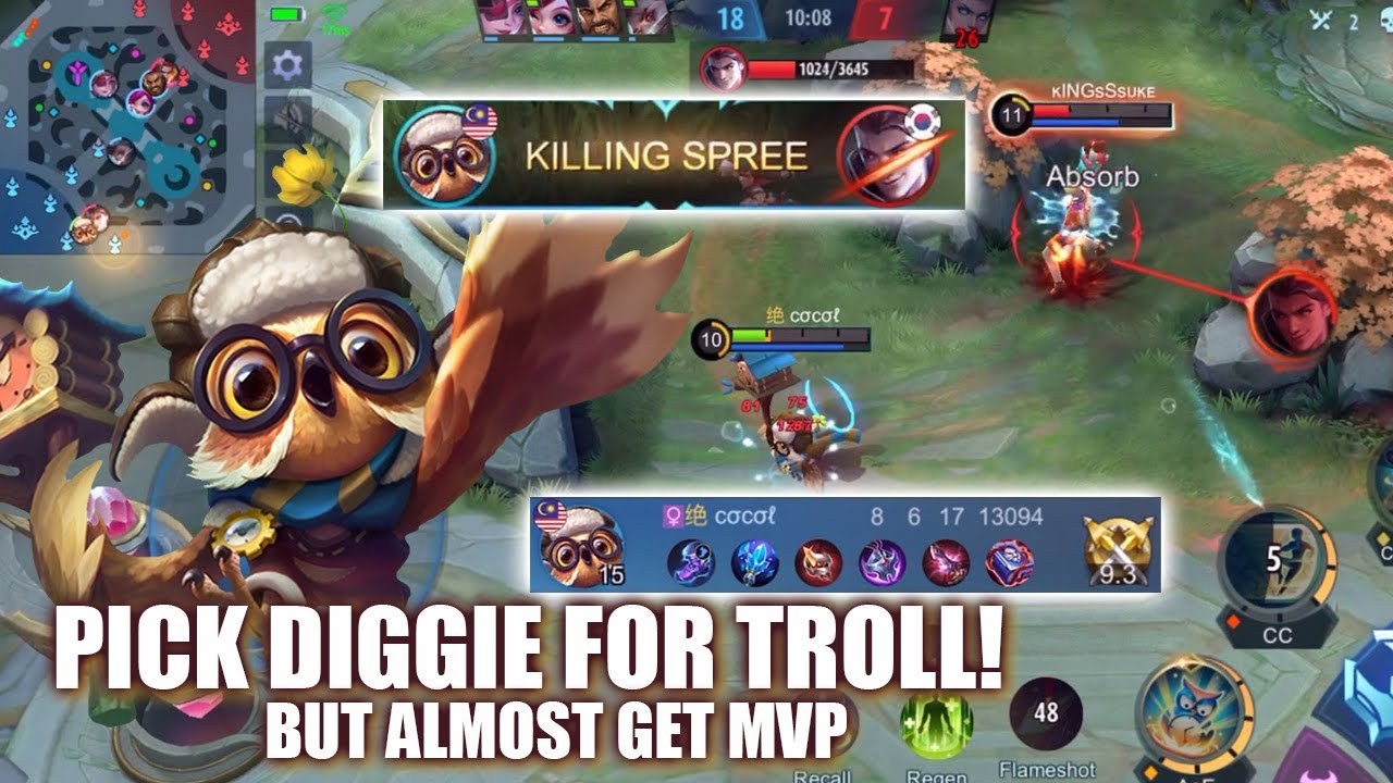 Pick Diggie for Troll ! But almost get MVP ! - YouTube