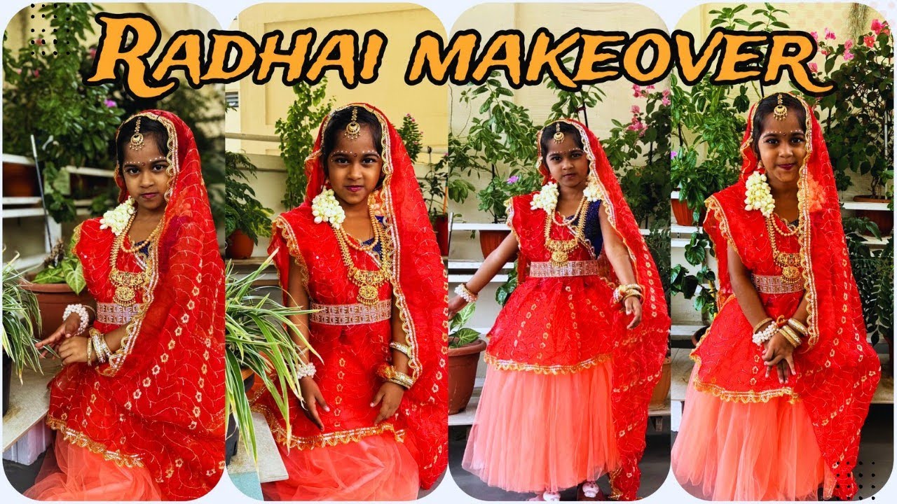 ராதை வேடம் போடுவது எப்படி | Radhai Make up Tutorial| kids Radhai Look ...