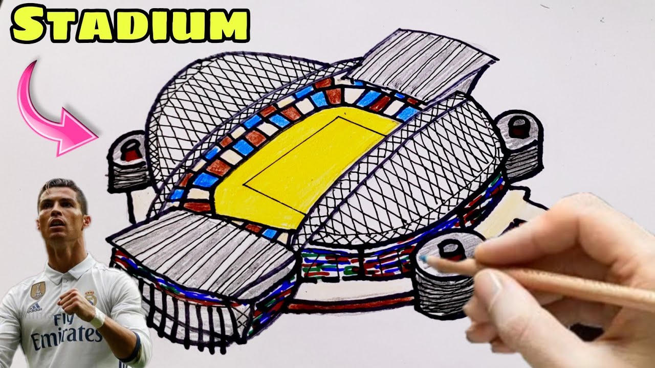 How to Draw a Football Stadium - ANZ Stadium 🏟️ - YouTube