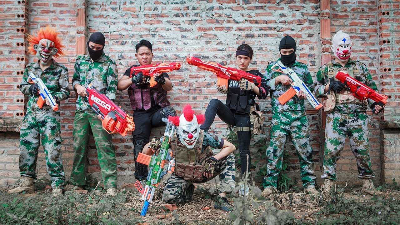 NERF WAR : Special Police SWAT Nerf Guns Fight Criminal Group Mask ...