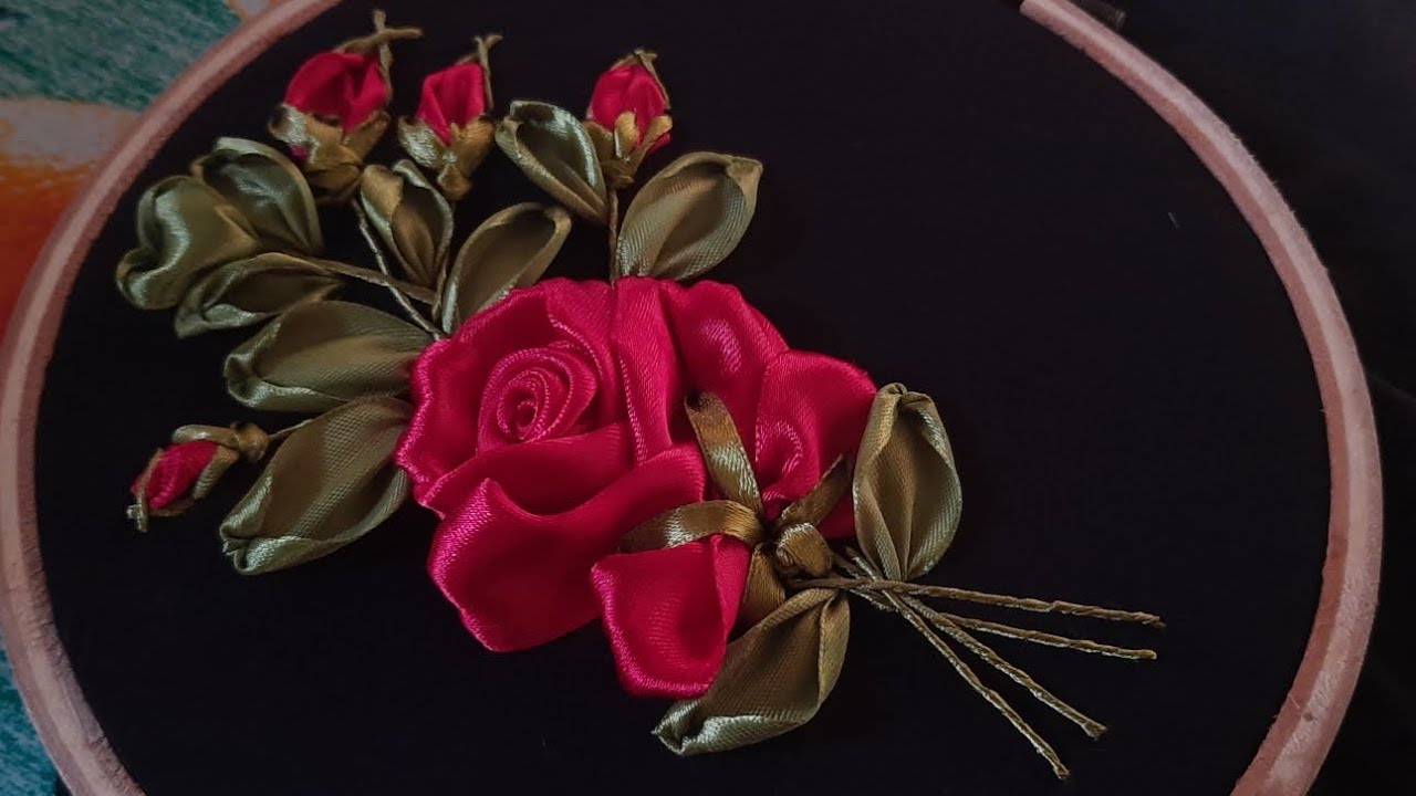 3D Rose embroidery hand design work - YouTube