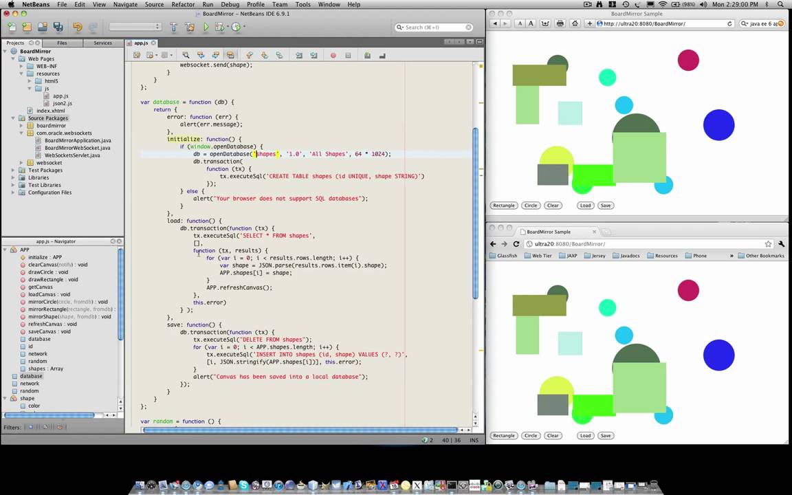 HTML5 2D, Client SQL and Web Sockets in Glassfish - YouTube