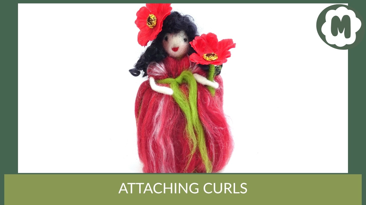 How to Attach Curls for Hair on to Needle Felted Figures - YouTube