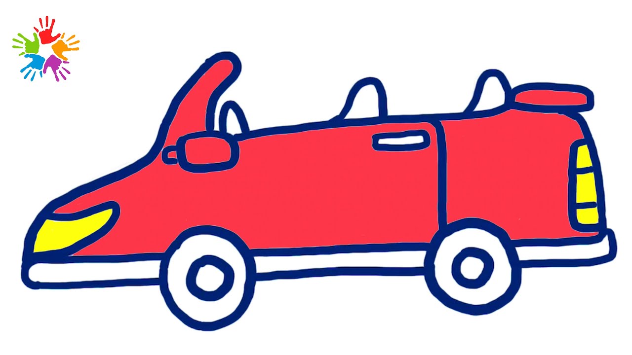 How to draw a Car| Red Car Drawing and colouring for kids and toddlers ...