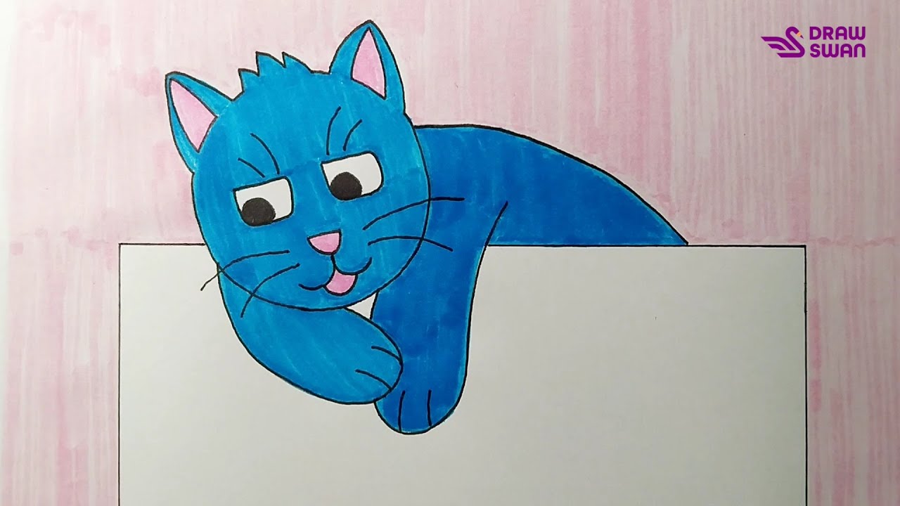 How to draw a cat looking down - YouTube
