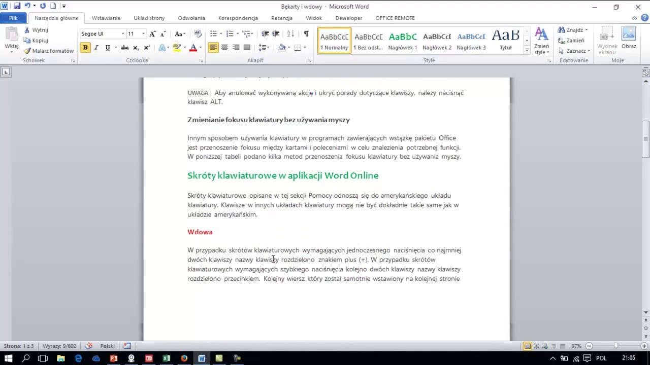 Word formatowanie nagłówka - YouTube