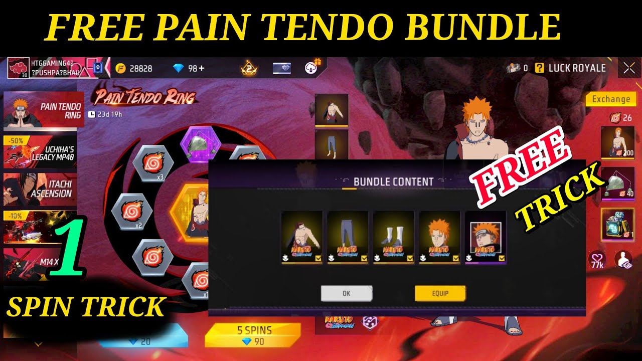 Pain Tendo Ring Event Free Fire 1 Spin Trick🔥Free Pain Tendo Bundle😍FF ...
