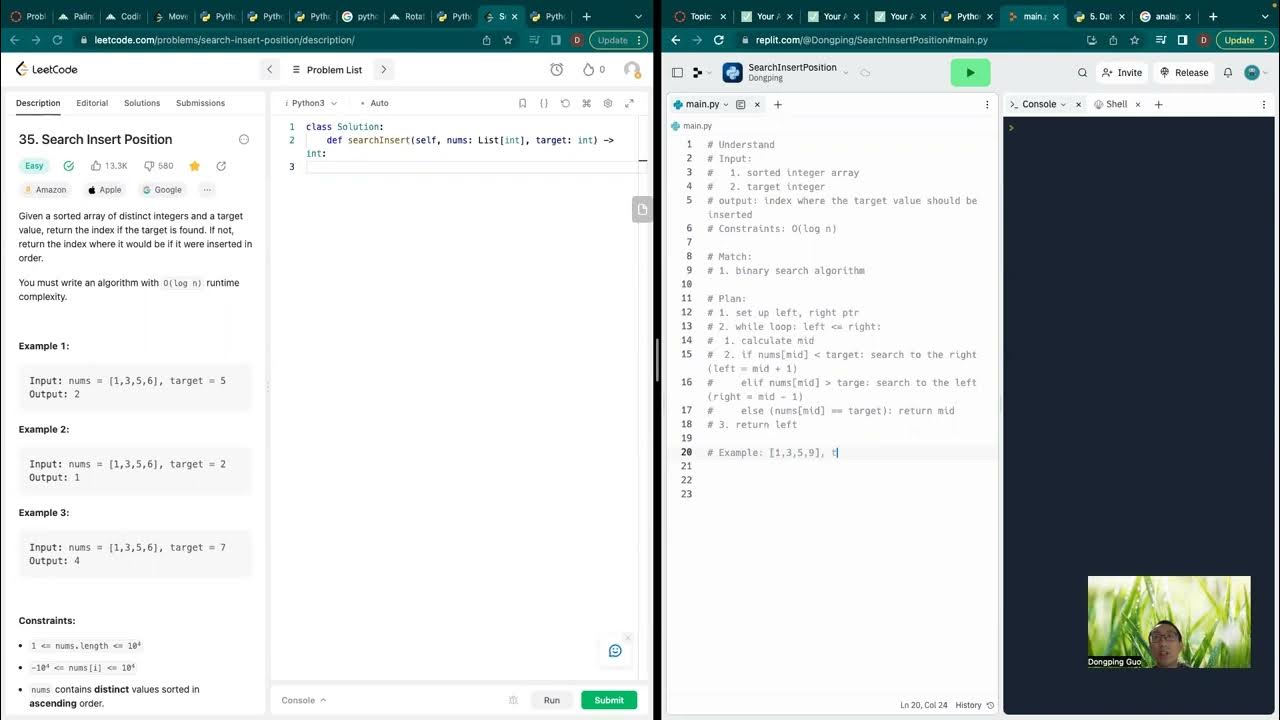 Leetcode Search Insert Position Youtube