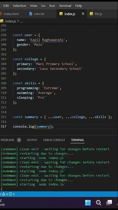 Merge multiple object { } and array [ ] using spread operator in javascript. #shorts - YouTube