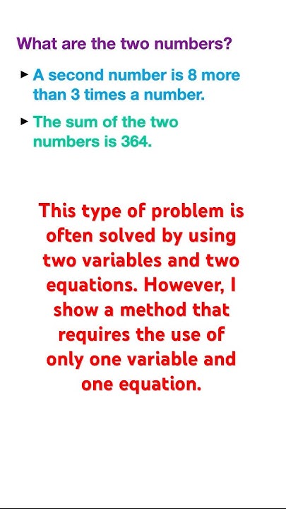 Find Two Numbers--Classic Algebra Problem #maths #algebra #math # ...