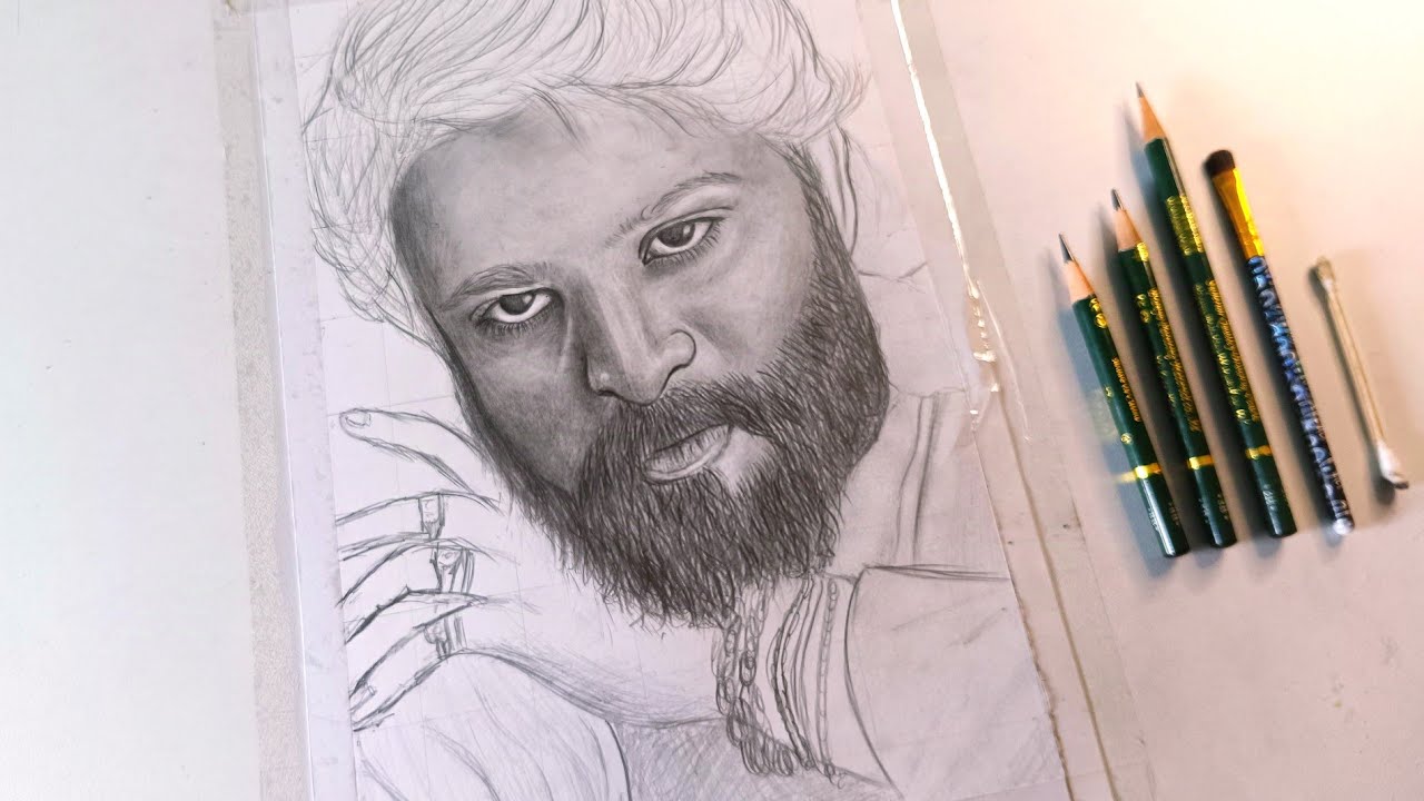 Pushpa 2 Drawing, Allu Arjuna Drawing, Hyper Realistic Drawing, Pencil ...