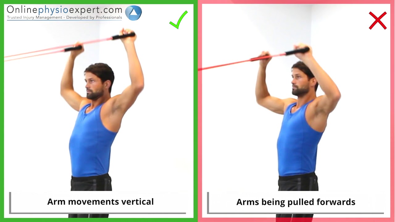 Standing shoulder press strength + retraction resistance tubing - YouTube
