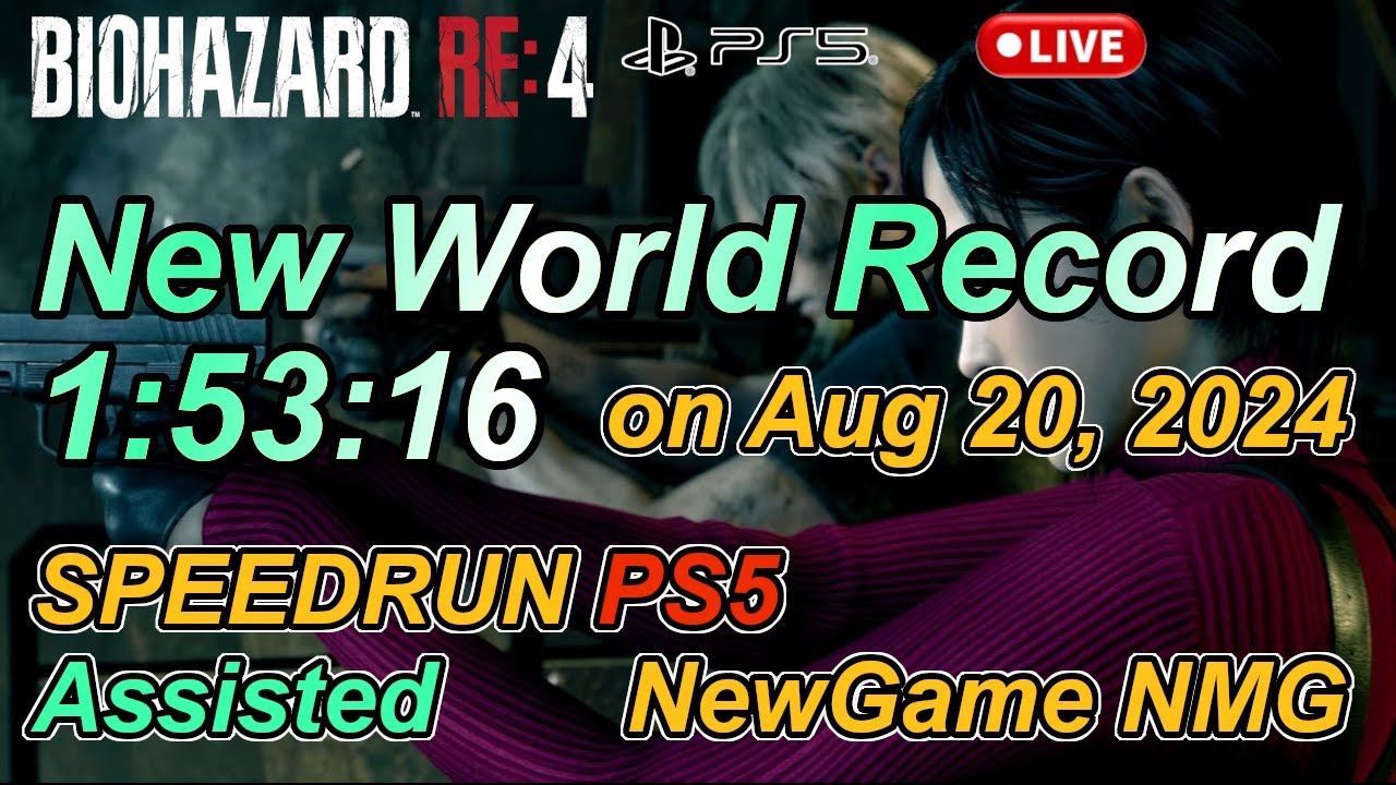 [RE4][PS5]SPEEDRUN 世界記録更新 New World Record 1:53:16 NG NMG Assisted ...