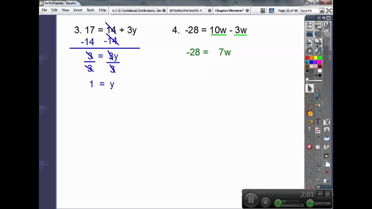 Review for Test on Solving Equations - Chapter 3 - YouTube