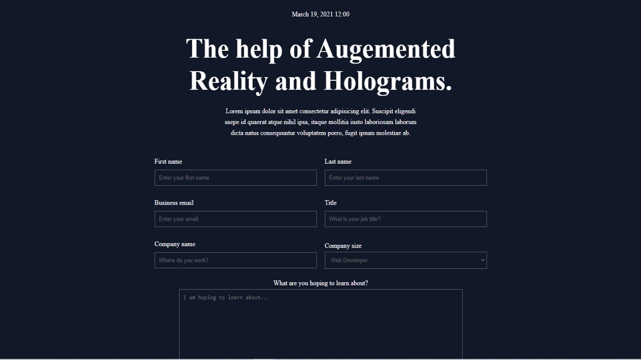 Build A Webinar Registration Form Using HTML And Vanilla CSS - YouTube