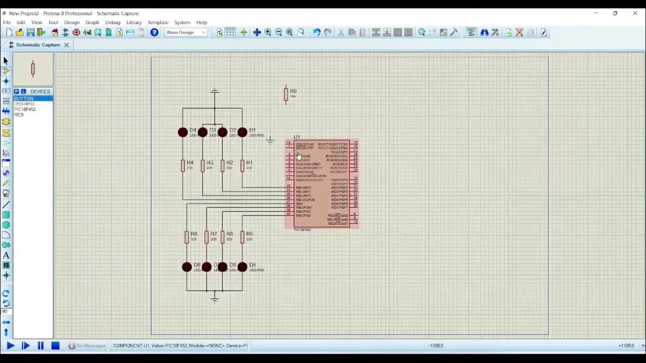 Interfacing of PIC microcontroller (LED Blinking Project) using Proteus - YouTube