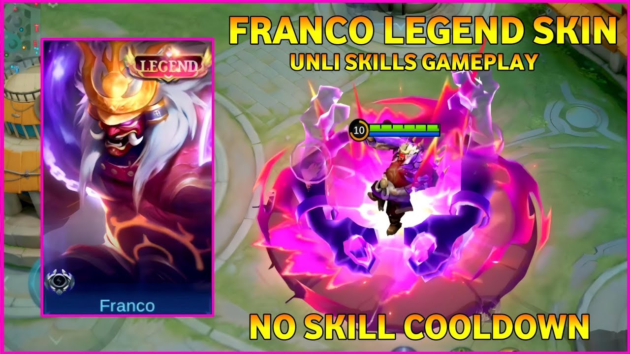 FRANCO LEGEND SKIN NO SKILL COOLDOWN MLBB - YouTube
