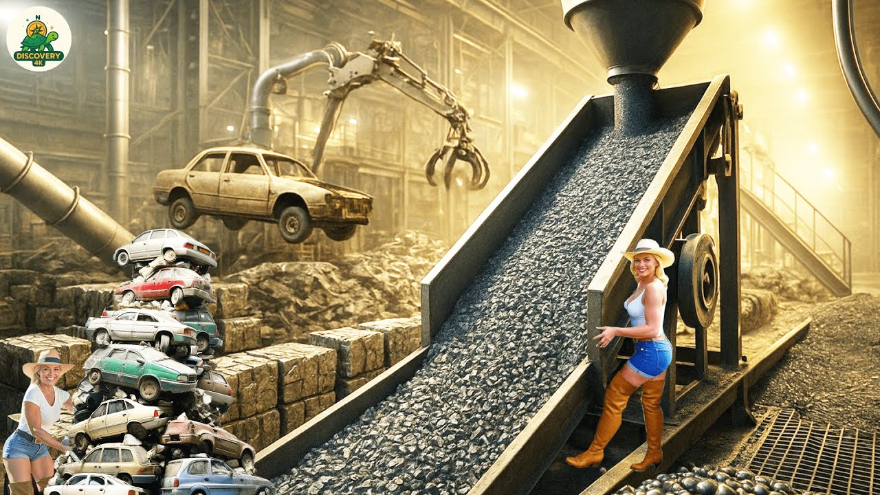 The Super Giant Recycling Plant: Transforming Old Cars into Scrap Metal ...