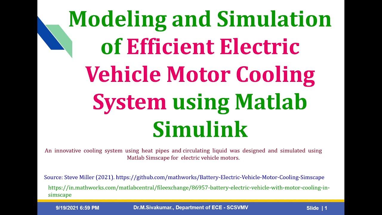 Modeling and Simulation of Efficient Electric Vehicle Motor Cooling System using Matlab Simulink ...