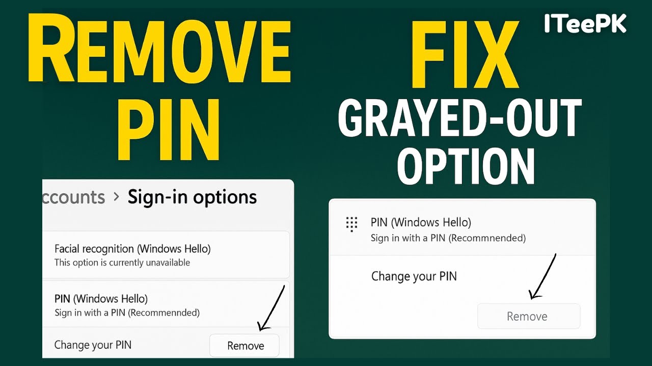 Remove PIN Login in Windows 11 – Fix “Remove PIN” Grayed Out - YouTube