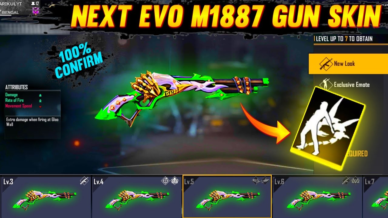 NEXT EVO M1887 GUN SKIN | NEW EVO M1887 GUN SKIN IN FREE FIRE | FREE ...