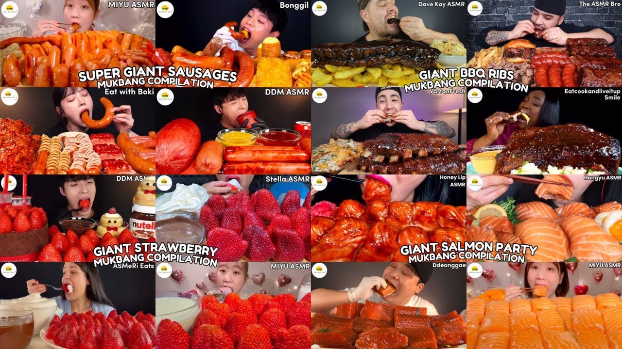 ASMR | 1 HOUR BEST MUKBANGERS VS EVERY GIANT FOOD MUKBANG COMPILATION ...