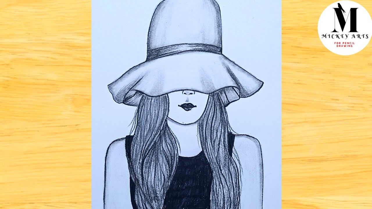 How to Draw a Girl in a Hat - Drawing of a Beautiful Girl in a Hat ...