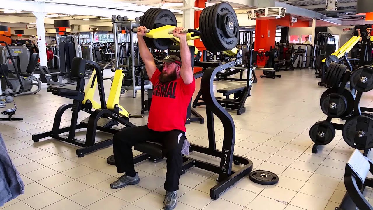 3×210 kg shoulder press machine Basic-Fit Geleen - YouTube