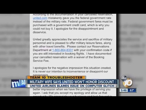 Military wife says United Airlines won't honor military discount