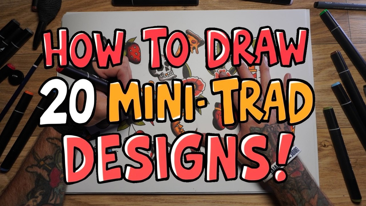 How to Draw 20 Mini-Trad Designs | Real time drawing tutorial on paper ...