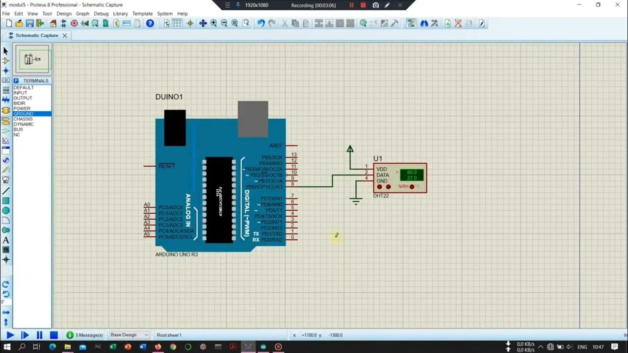 Pemrogaman Arduino Sensor Suhu dan Kelembaban DHT22 dengan menggunakan Proteus - YouTube