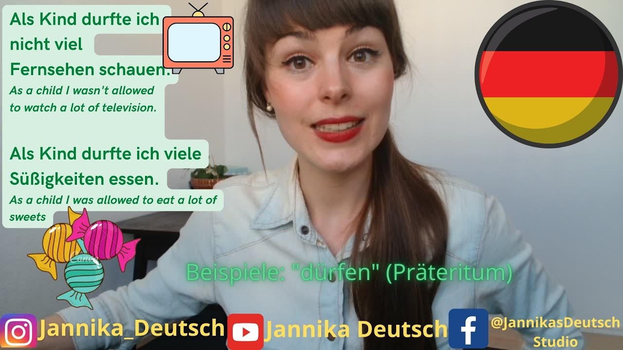 German verbs: dürfen (examples- past tense) - YouTube