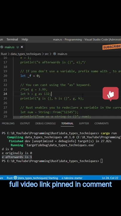 Rust Programming Tricks Rust Data Types Unused Variables Shorts Rustprogramming Codeasbytes