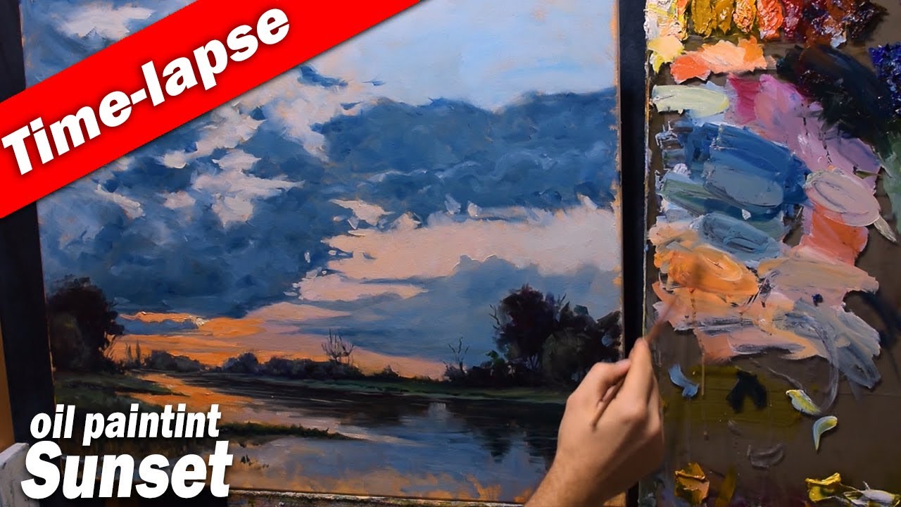 How to paint sunset in oils | Time-lapse Painting Tutorial - YouTube
