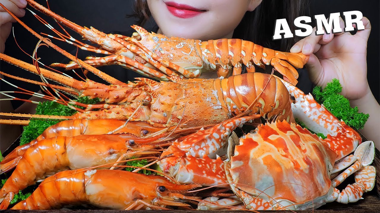 ASMR SEAFOOD BOILED PLATTER (LOBSTER , RED CRAB , FRESHWATER PRAWN ...